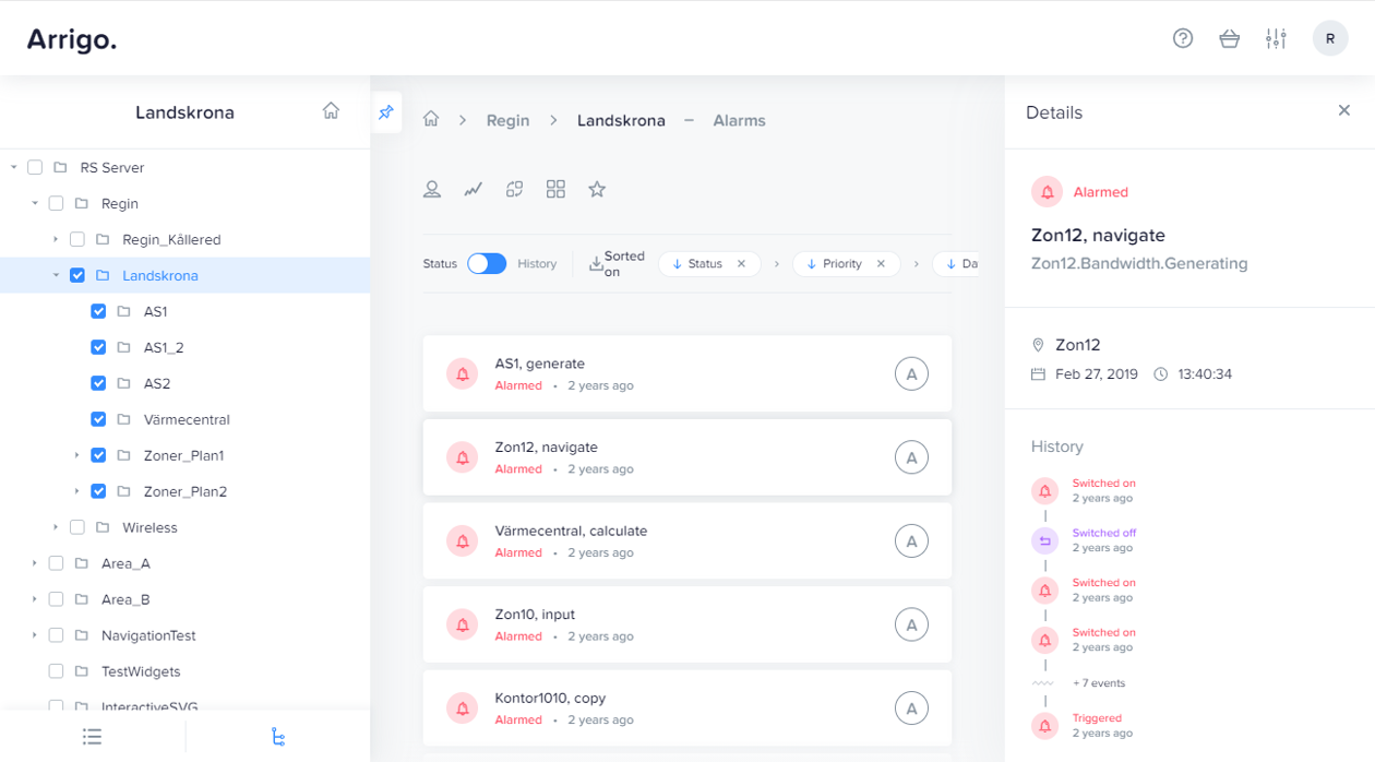 Arrigo Building Management (SCADA/HMI). Functions overview — Regin